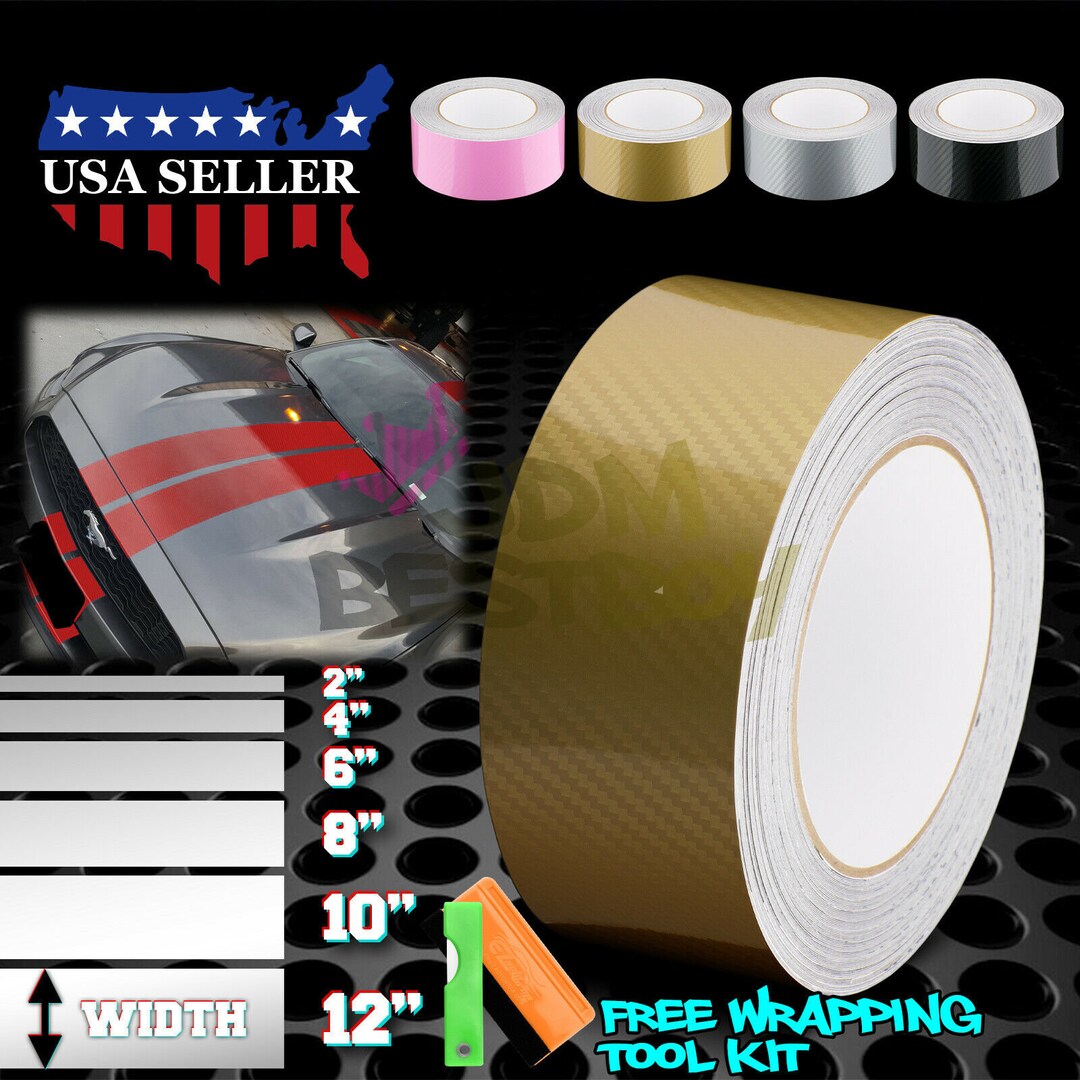 Free Kit 5D High Gloss Carbon Fiber Racing Stripes Vinyl Wrap Rally ...