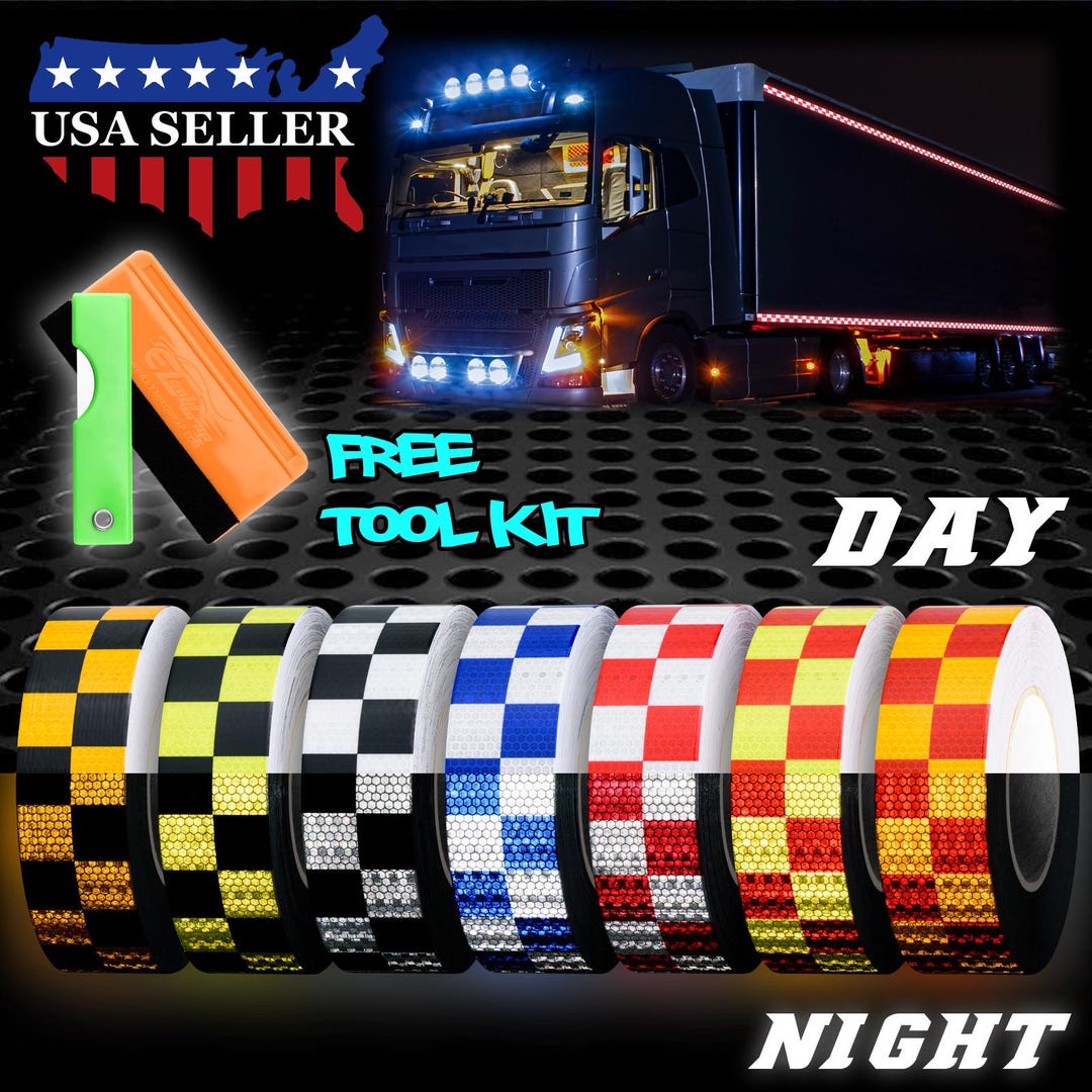 2IN X 120FT Multi-color Checker Conspicuity Tape Reflective Safety ...