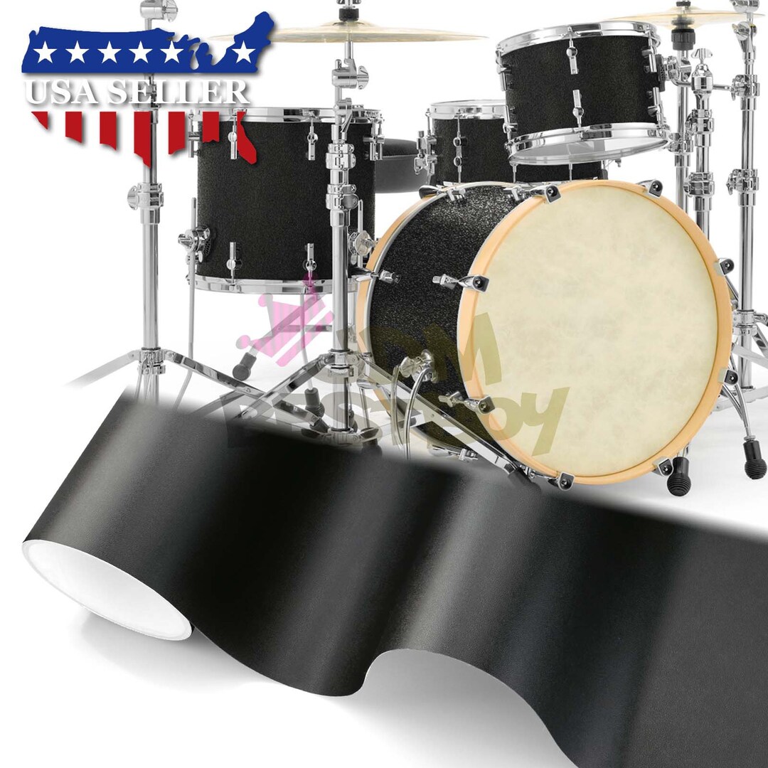 Drum Wrap Vinyl Kit Textured Black Matte Flat Surface Shell Skin ...