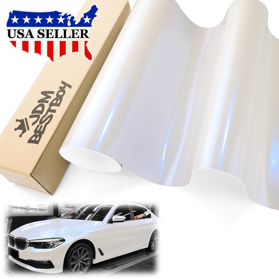 Gloss Pearl White Blue Color Flip Car Vehicle Vinyl Wrap Sticker Decal ...