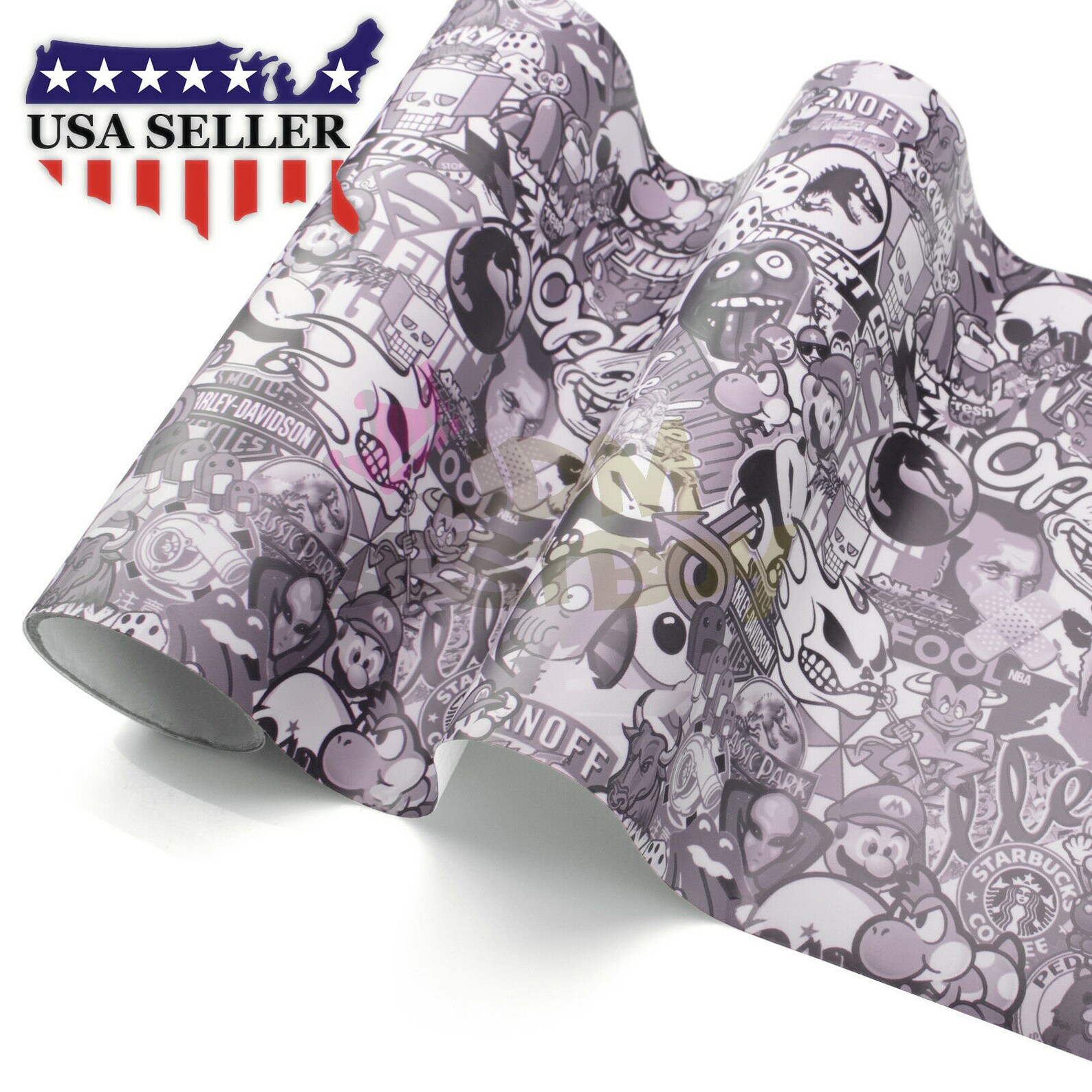 Black White Sticker Bomb Vinyl Wrap Decal Film Graffiti - Etsy