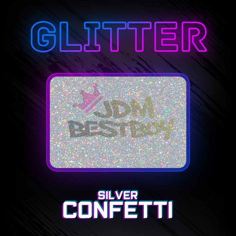 ESSMO™ Silver Confetti Glitter Heat Transfer Vinyl HTV Easy to Weed ...