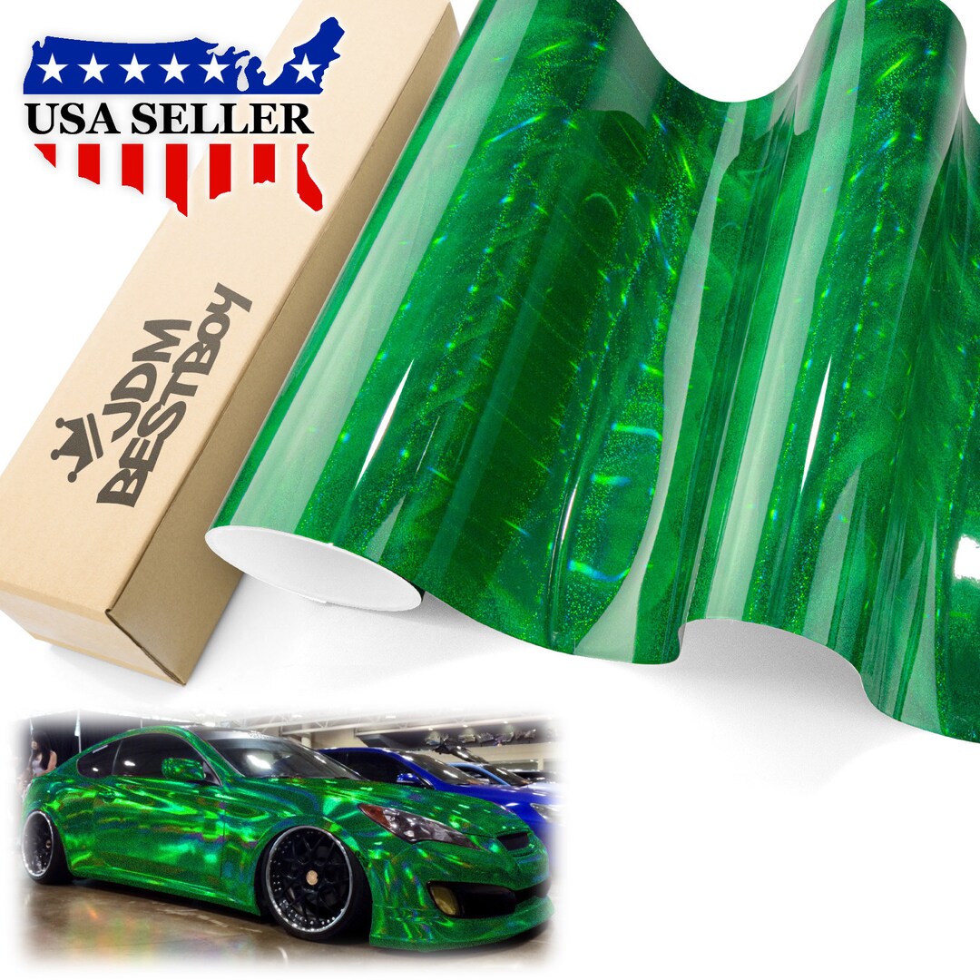 Emerald Green Holographic Glitter Rainbow Laser Chrome Car Vehicle ...