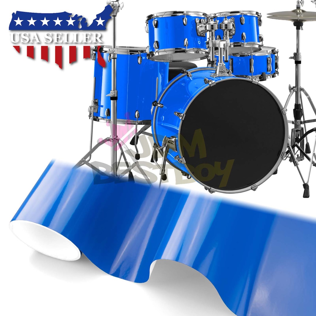 Drum Wrap Vinyl Kit Intense Blue Gloss Glossy Surface Shell Skin ...