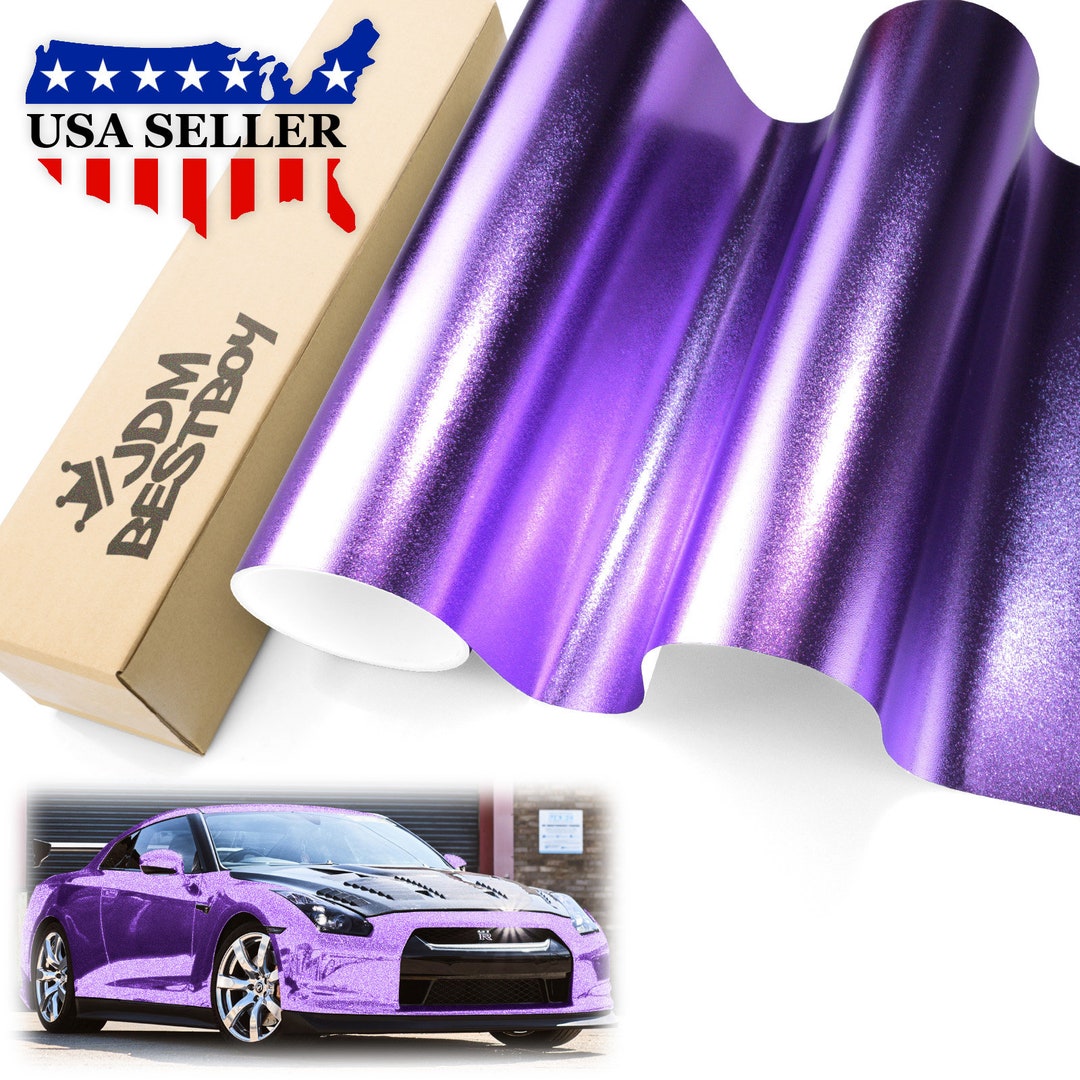 Purple Chrome Glitter Sparkle Car Vehicle Vinyl Wrap Sticker Decal Air Release Bubble Free DIY ...