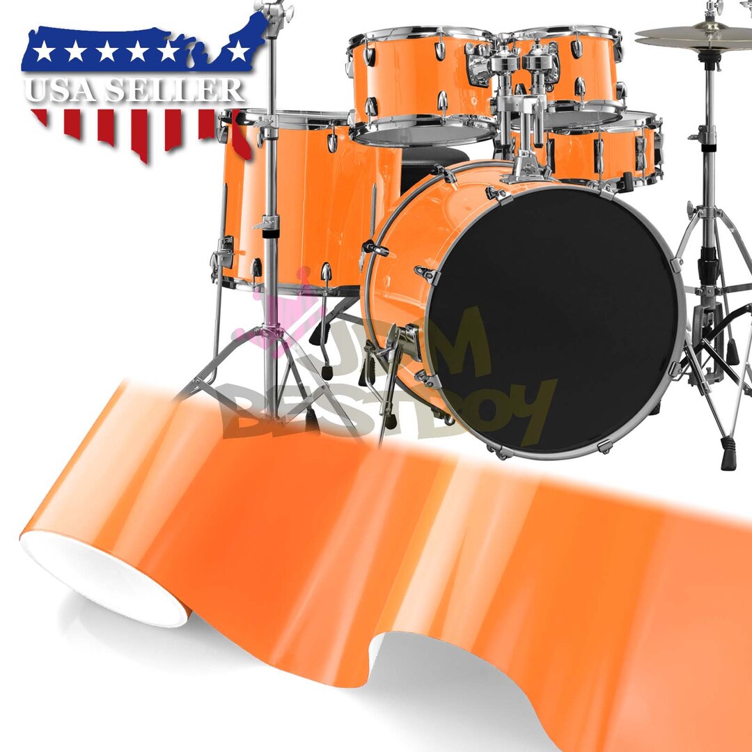 Drum Wrap Vinyl Kit Orange Gloss Glossy Surface Shell Skin Sticker ...