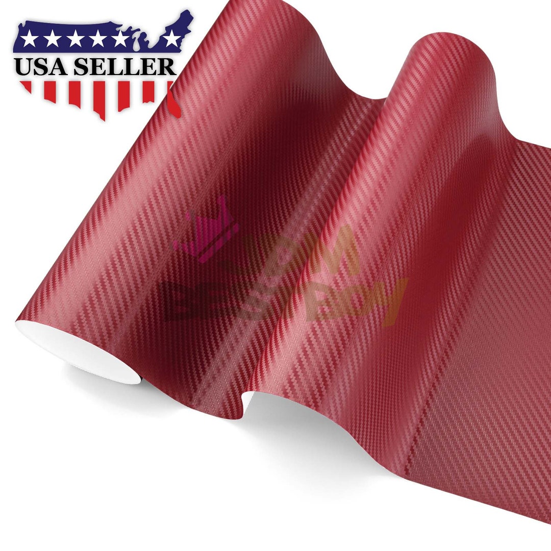 Burgundy 3D Matte Carbon Fiber Texture Car Vehicle Vinyl Wrap Sticker ...