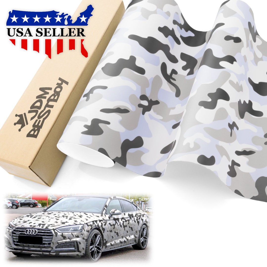 Snow White Camouflage CAMO Matte Car Vehicle Vinyl Wrap Sticker Decal ...