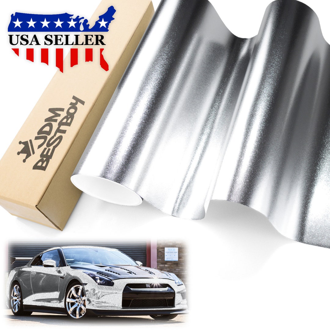 Silver Chrome Glitter Sparkle Car Vehicle Vinyl Wrap Sticker Decal Air ...