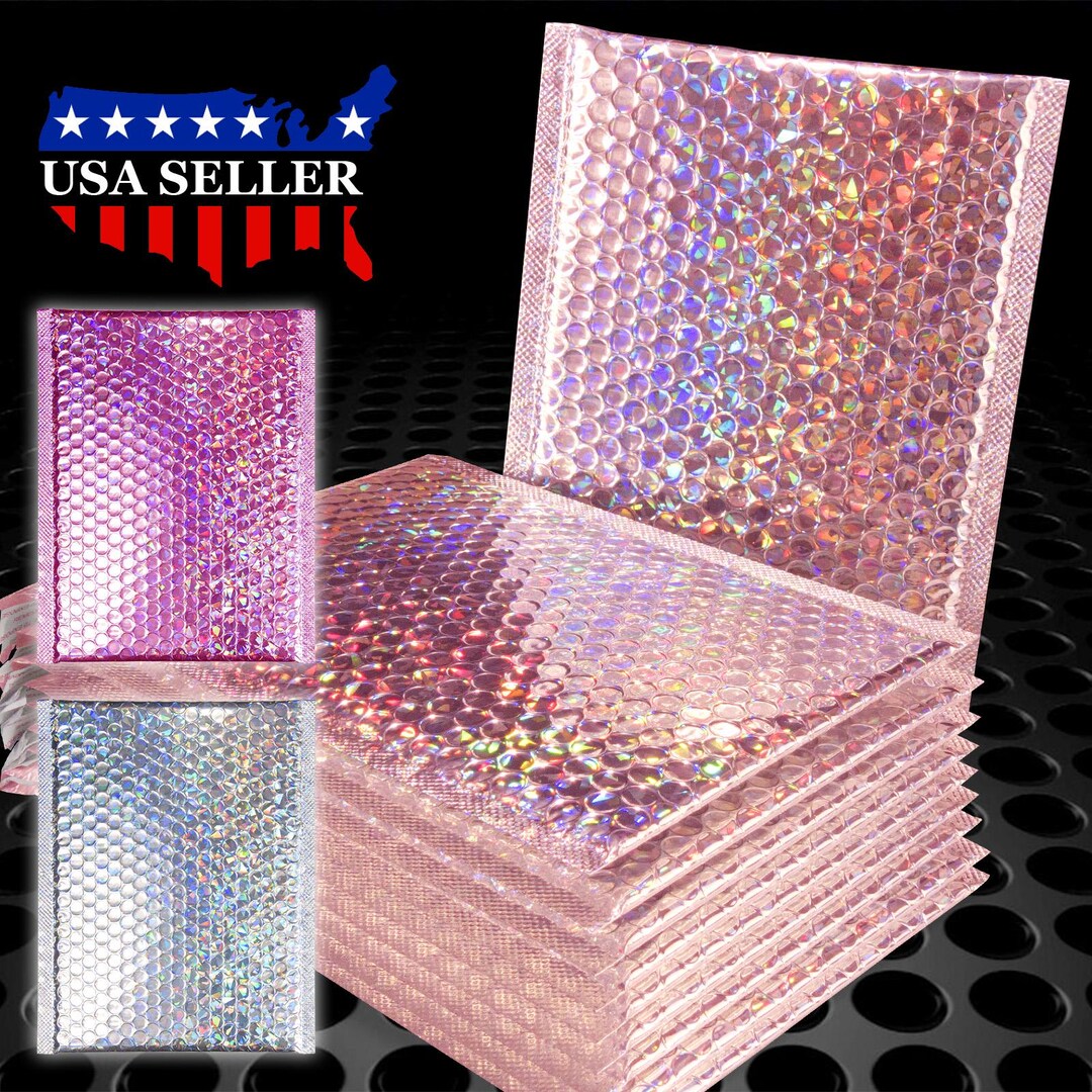 5x7.5 Multi Colors Holographic Rainbow Chrome Bubble Mailer Shipping ...