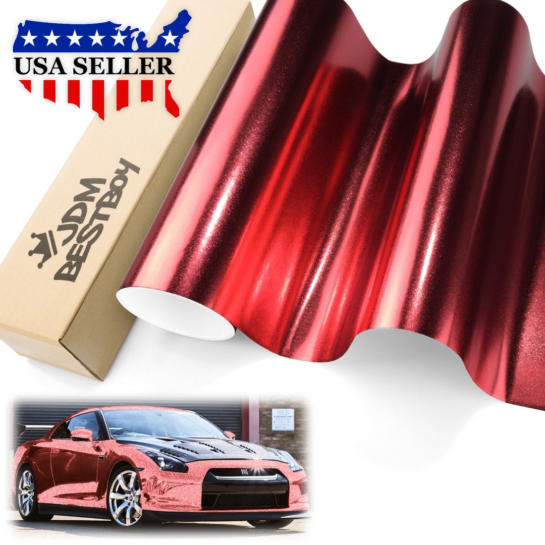 Red Chrome Glitter Sparkle Car Vehicle Vinyl Wrap Sticker Decal Air ...