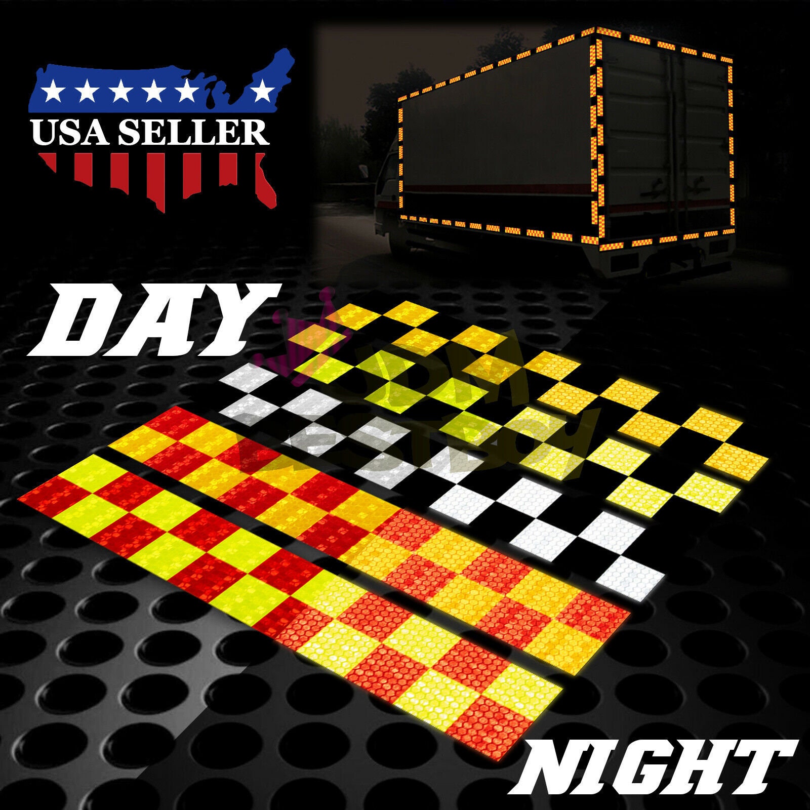 Black/white DOT-C2 Conspicuity Checker Reflective Tape Strip 1 - Etsy UK