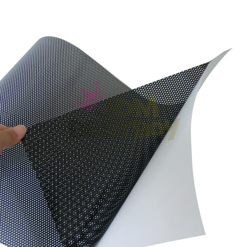 Black Perforated One Way Vision Print Media Car Vehicle Vinyl Wrap ...