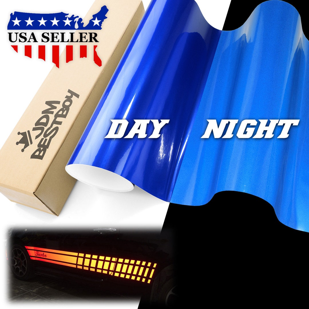 Blue Reflective Vinyl DIY Car Wrap Sticker Decal Graphic Sign Self ...