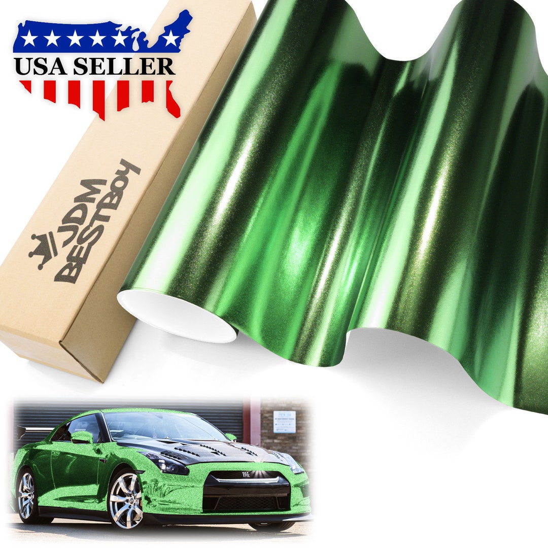 Green Chrome Glitter Sparkle Car Vehicle Vinyl Wrap Sticker Decal Air ...