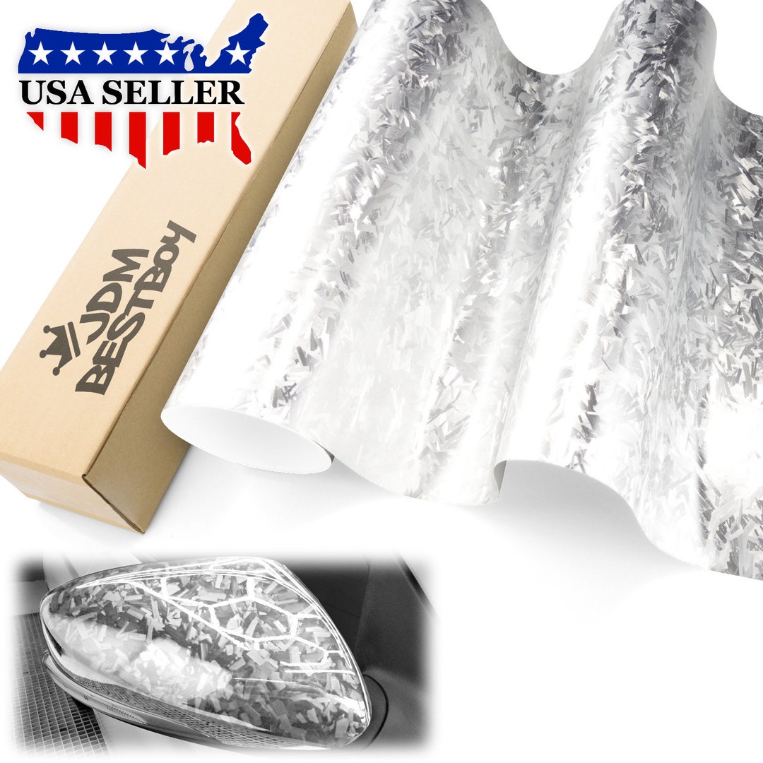 Silver Gloss 24K Chopped Forged Carbon Fiber Car Vehicle Vinyl Wrap ...