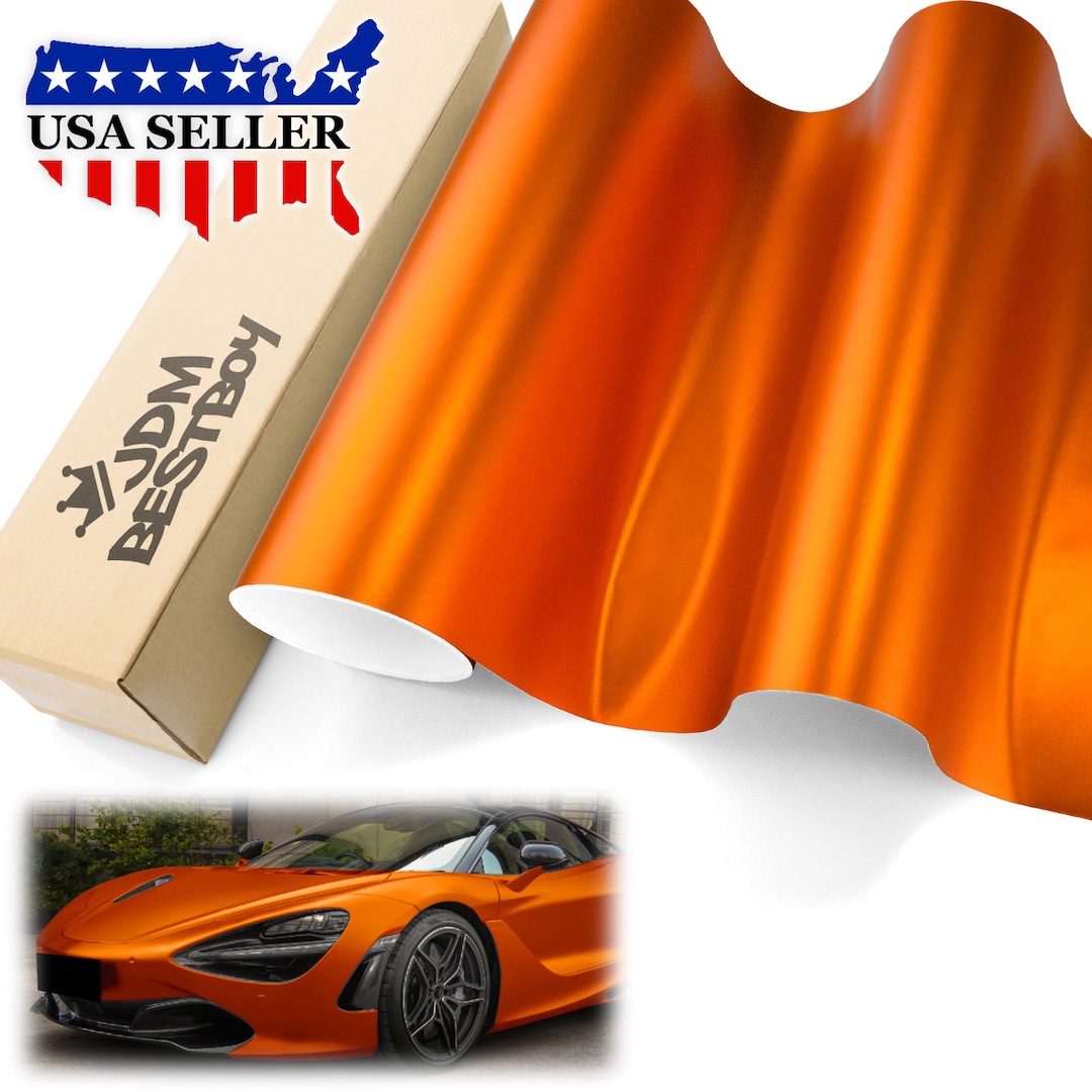 Orange Satin Chrome Matte Metallic Car Vehicle Vinyl Wrap Sticker Decal ...