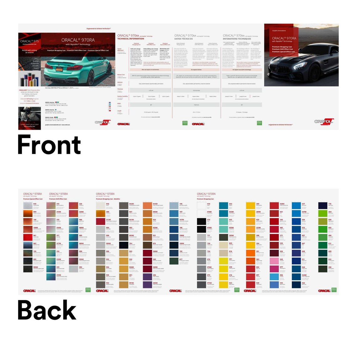 Oracal Orafol 970RA Rapidair Booklet Swatch Book Color Chart Guide ...