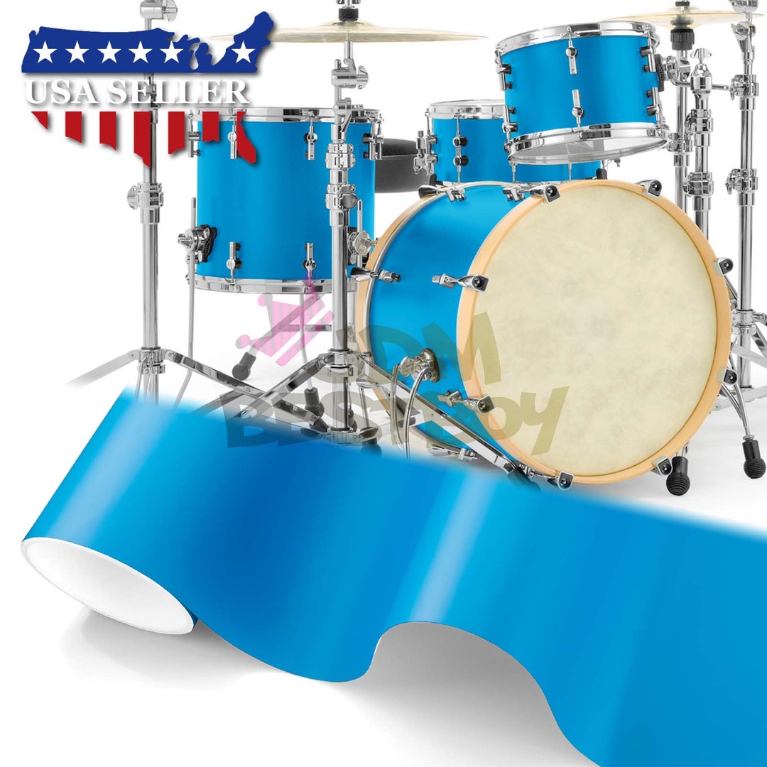 Drum Wrap Vinyl Kit Sky Blue Matte Flat Surface Shell Skin Sticker ...