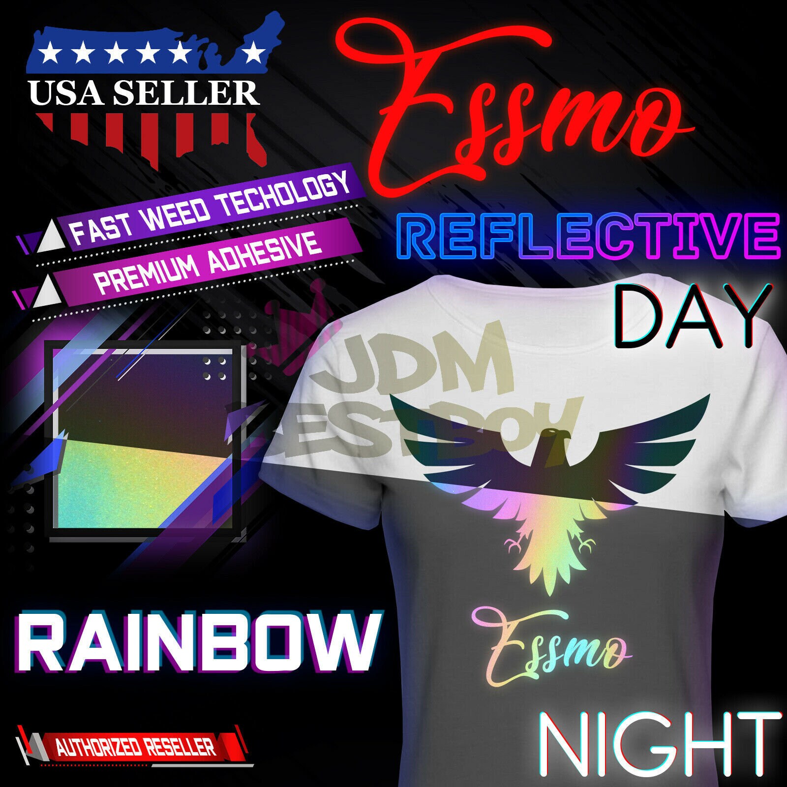 ESSMO™ 10 Rainbow Reflective Heat Transfer Vinyl HTV | Etsy
