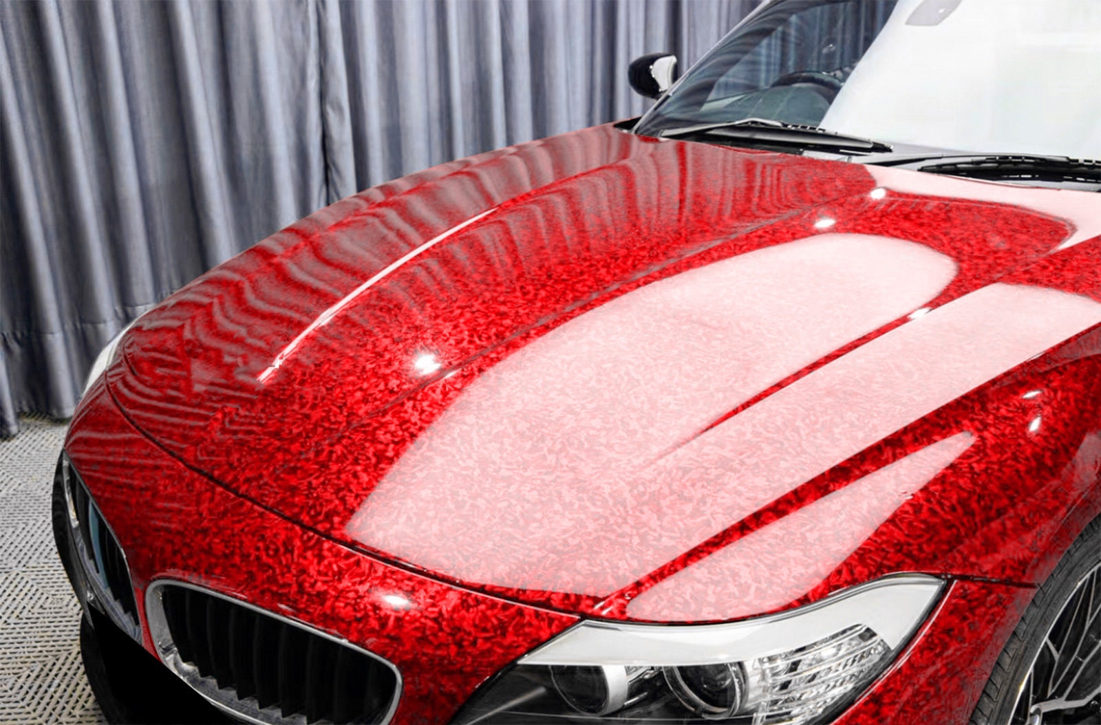 Red Gloss 24K Chopped Forged Carbon Fiber Car Vehicle Vinyl Wrap ...