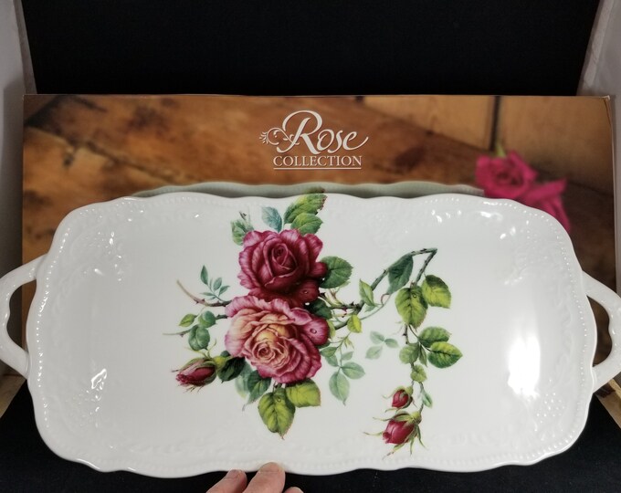 I Godinger & Co Rose Loaf Tray / Mauve and Green / 15home Essential ...