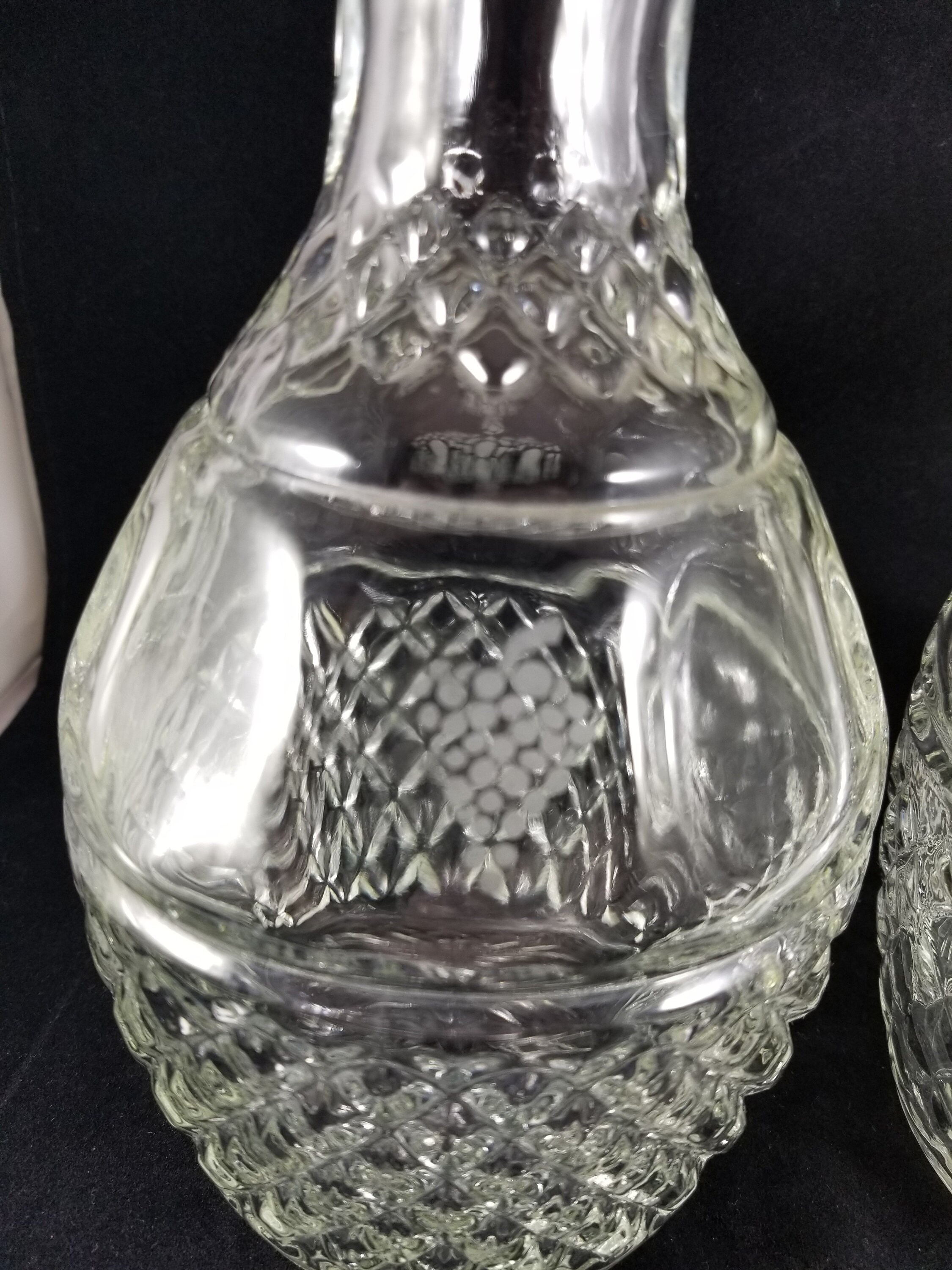 Vintage Collectible Diamond Point Pressed Glass Decanter Bottle Etched ...