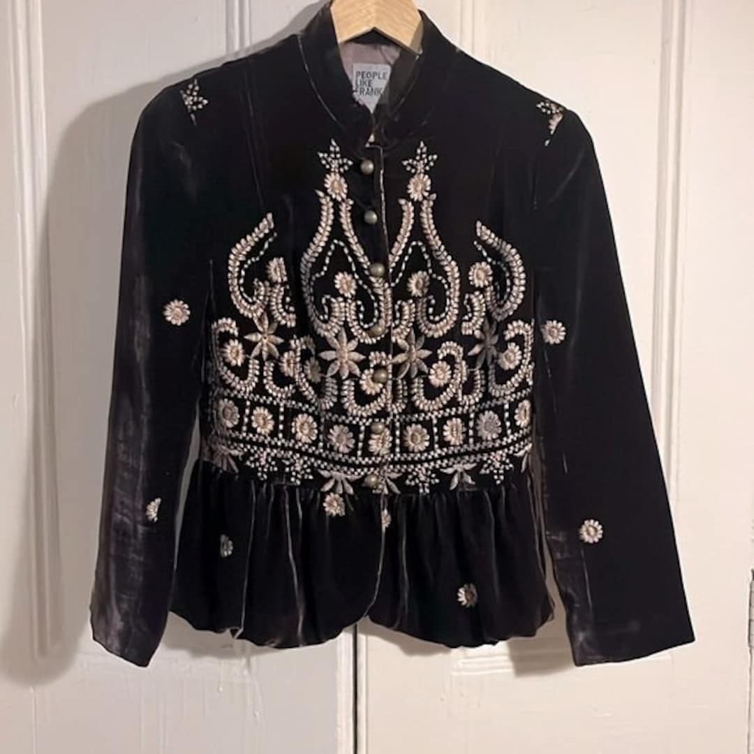 Vintage Embroidered Velvet Jacket - Etsy