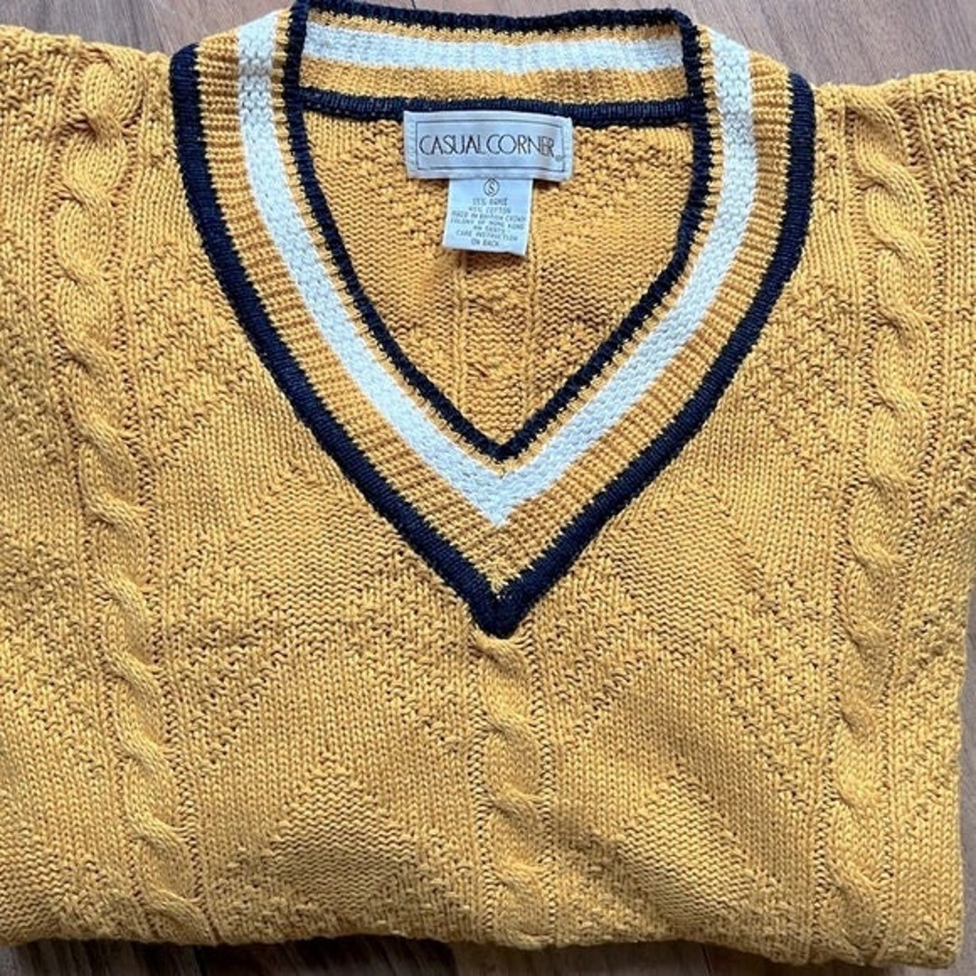 Vintage 90s V Neck Tennis Sweater - Etsy