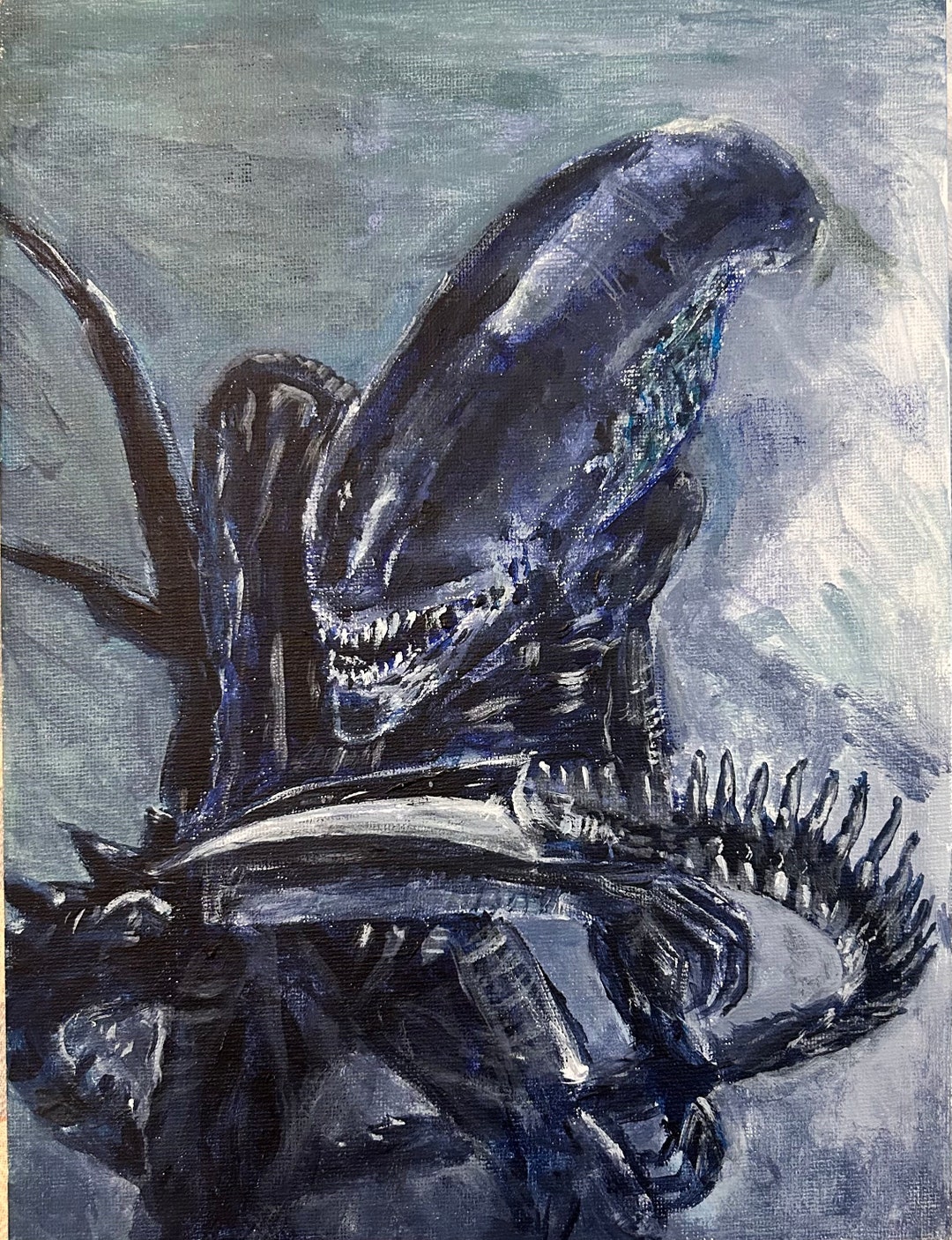 Alien Movie Monster Acrylic Painting 12x9 Canvas Board by Lowell Alia ...