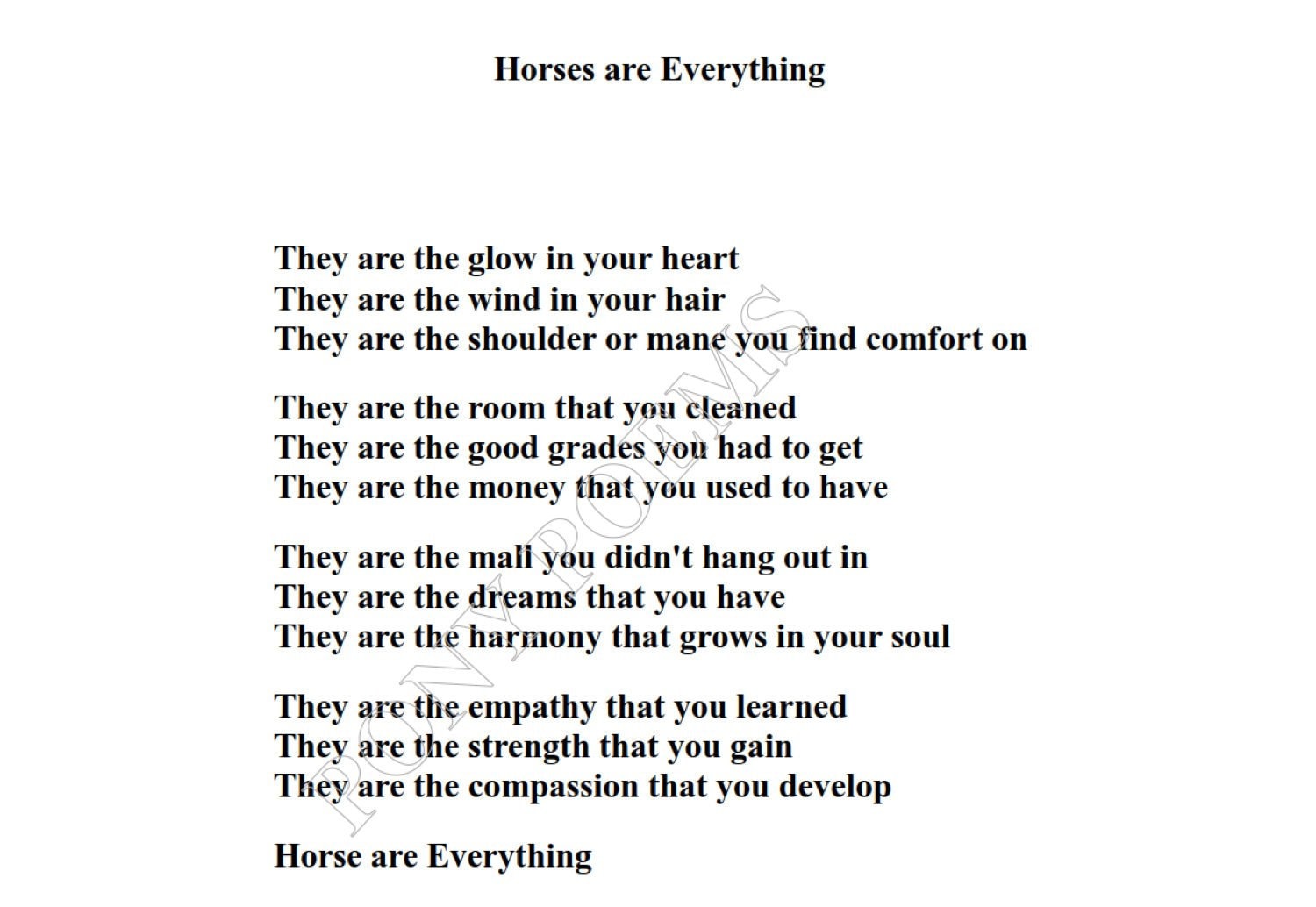 Horses Are Everything - Poem - Etsy