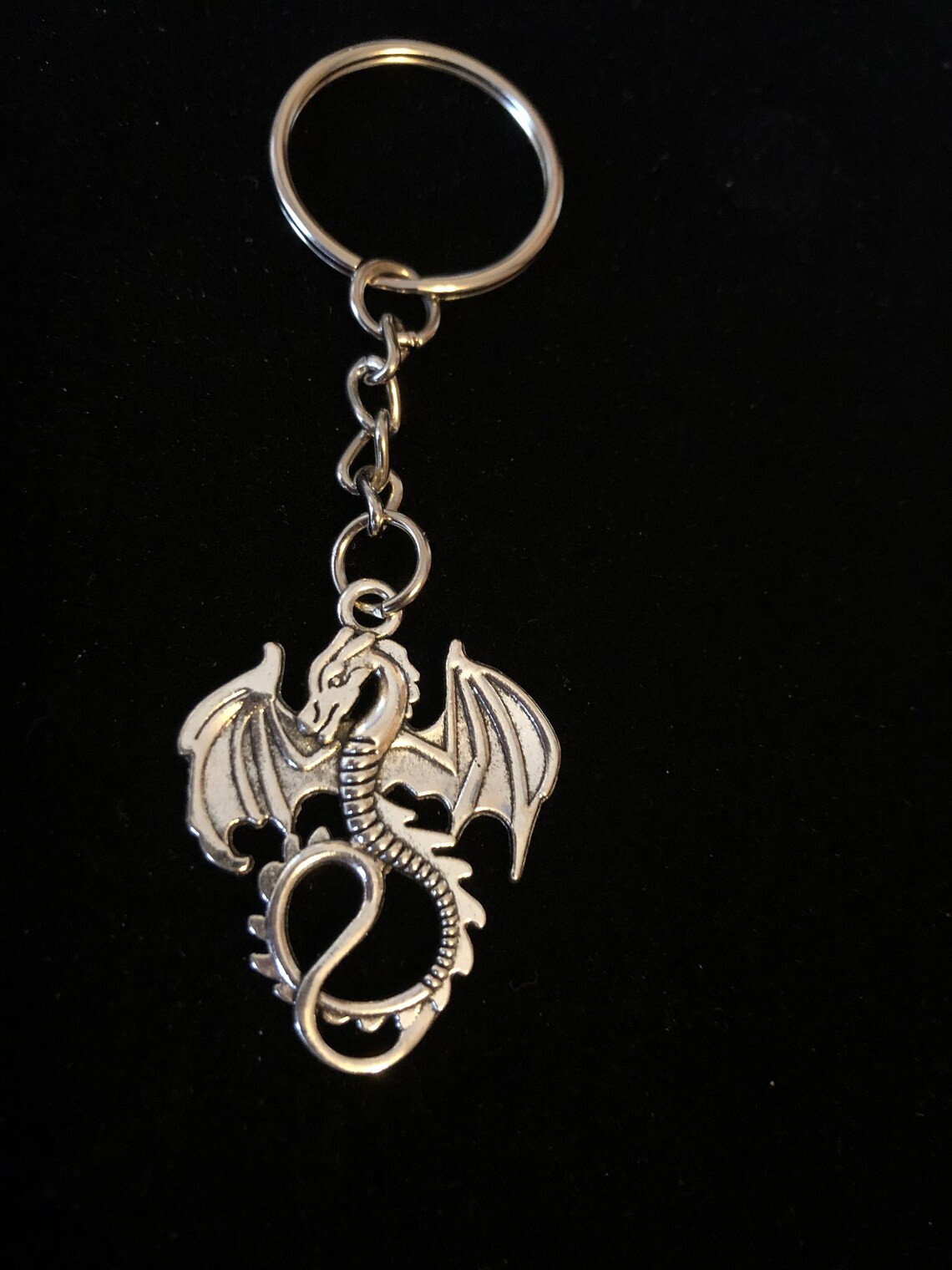 Dragon Silver-colored Keychain - Etsy