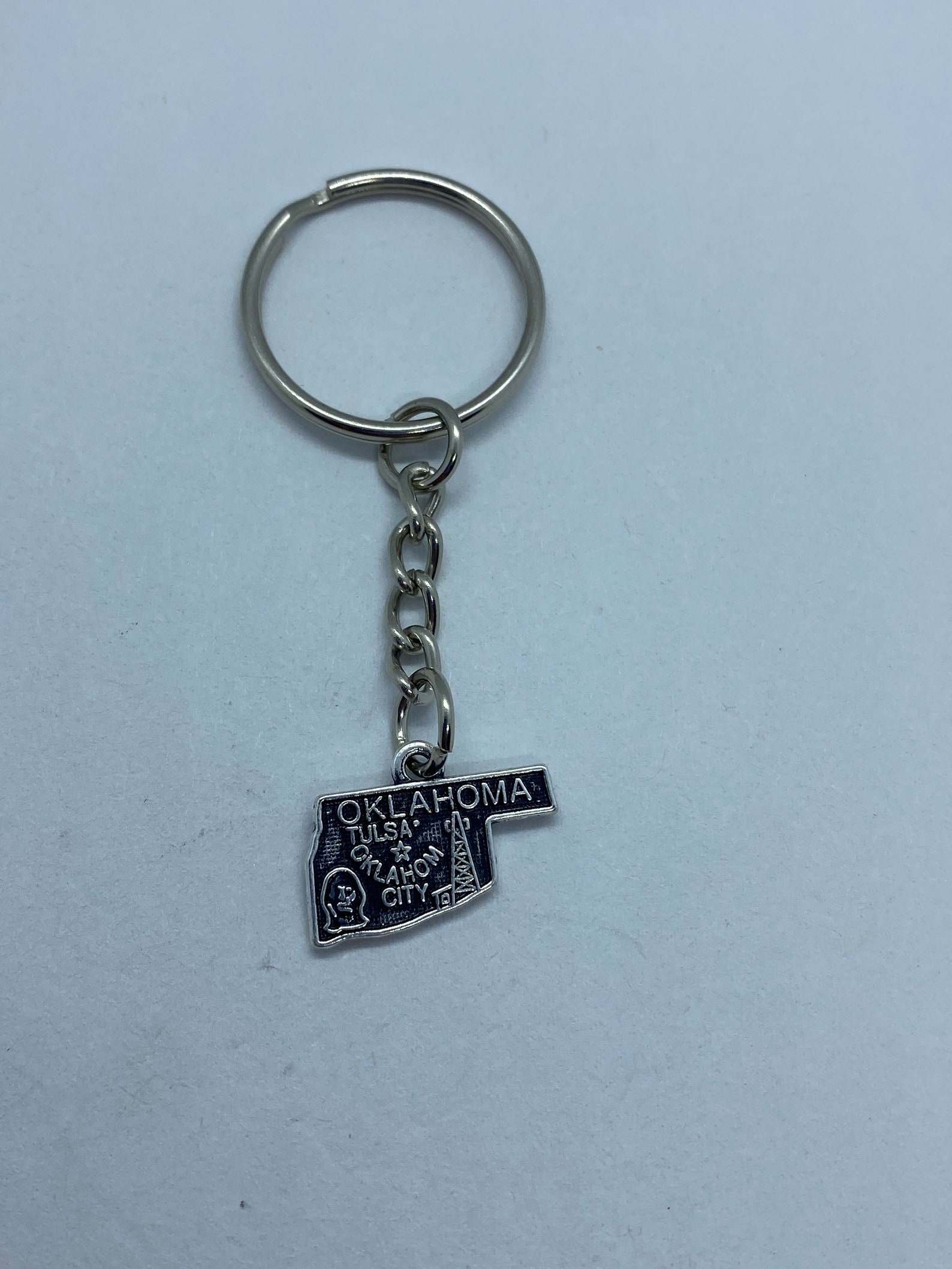 Oklahoma State Keychain With Cities - Etsy