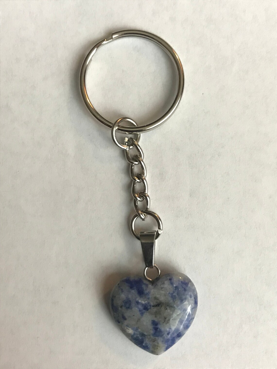Blue and Gray Stone Heart Keychain | Etsy