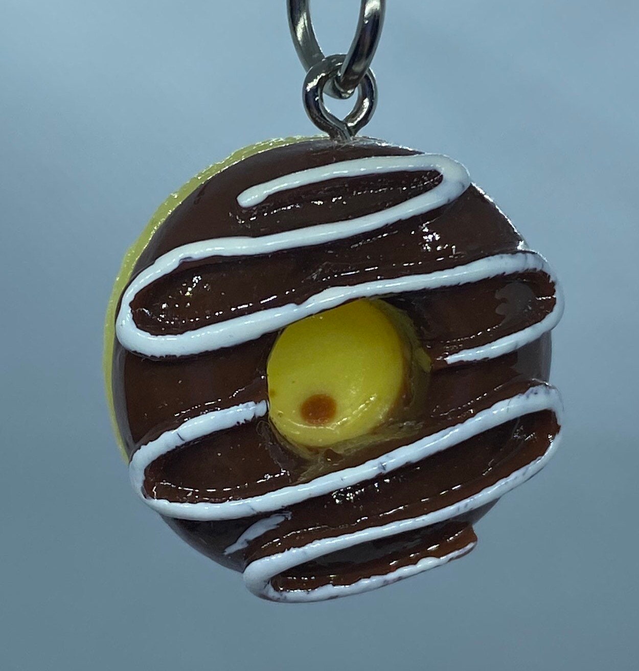 Yellow Donut With Chocolate Frosting and White Stripes | Etsy