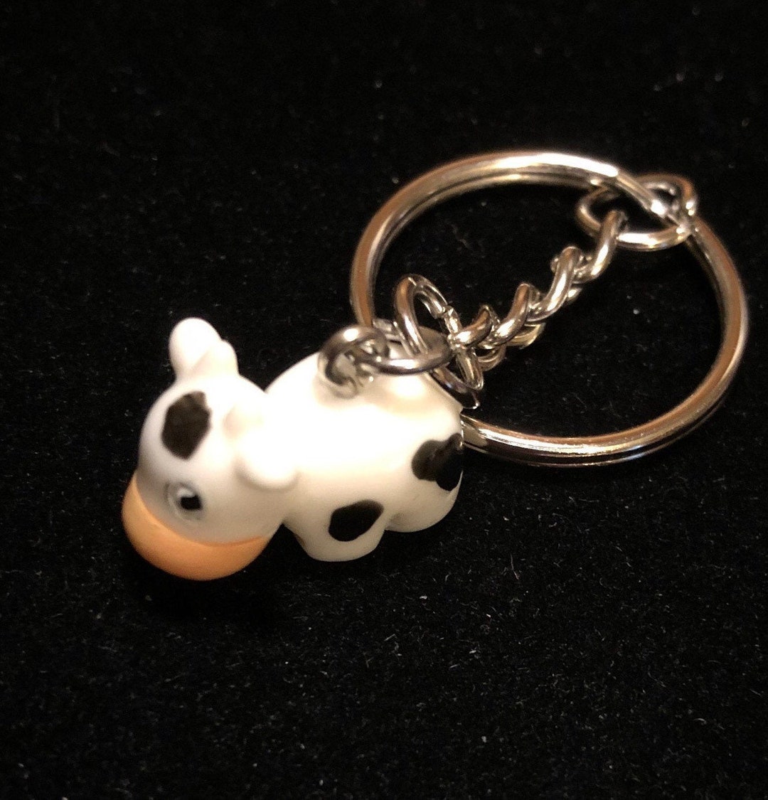 Miniature Cute Cow Keychain - Etsy