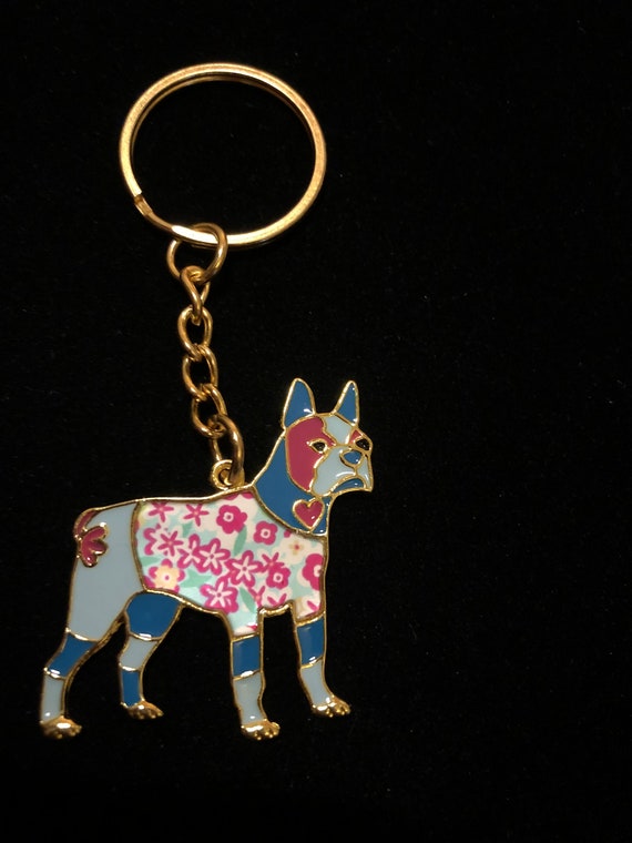 Colorful Boxer Dog Keychain | Etsy