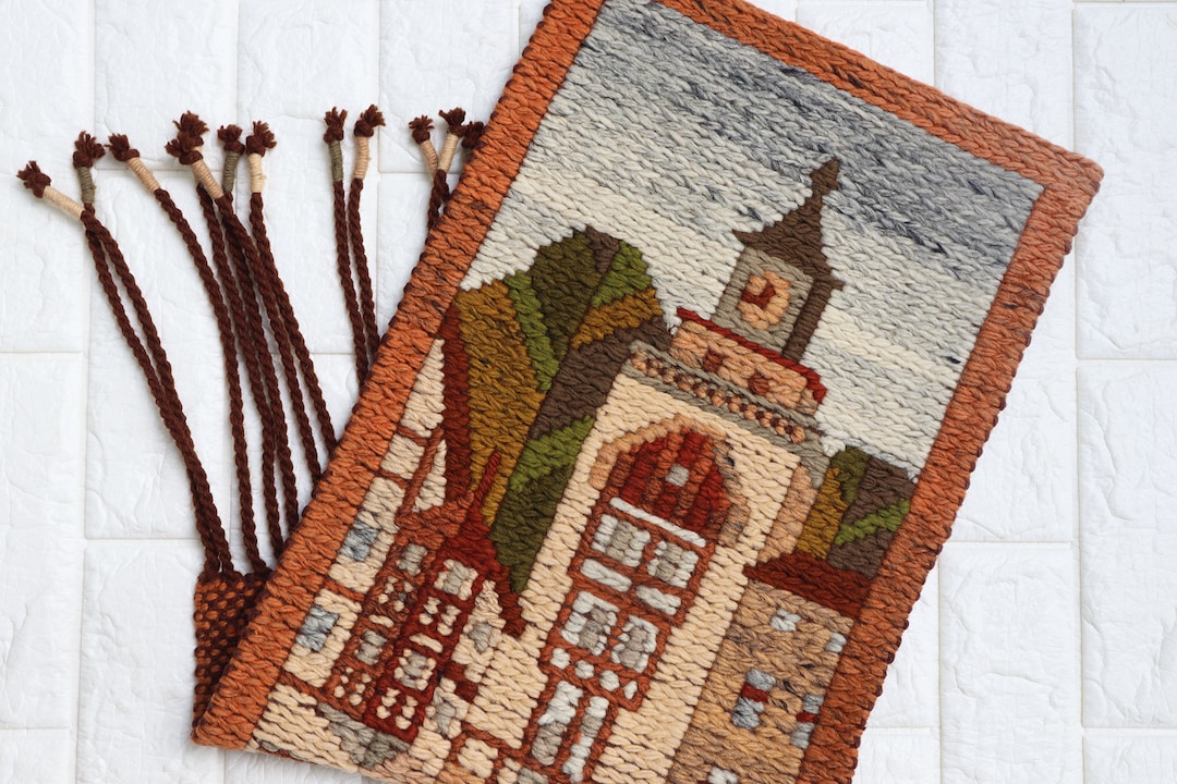 Vintage Cepelia Poland Tapestry City Gate Scenery Design Wool Sumak ...