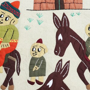 Vintage Khayamiya Egyptian Appliqué "story of Goha and His Donkey" Wall ...