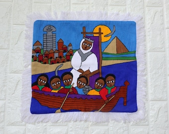 Vintage Handwoven Ethiopian Lion of Judah Kilim Rug Wall Hanging Tribal ...