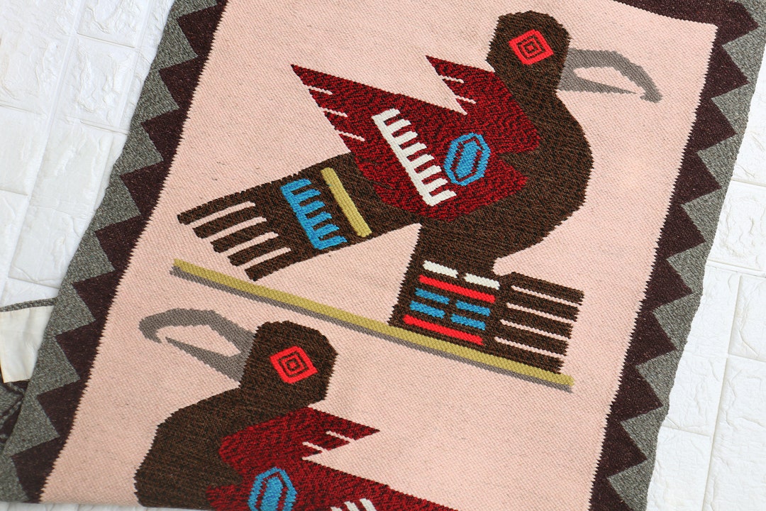 Vintage Ecuador Rug Andean Condor Pattern Wall Hanging Tapestry. South ...