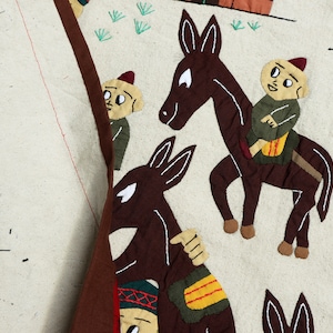 Vintage Khayamiya Egyptian Appliqué "story of Goha and His Donkey" Wall ...