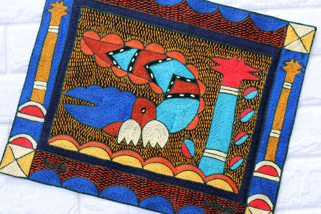 Vintage South Africa Kaross Embroidery Wild Crocodile Padded Placemat ...