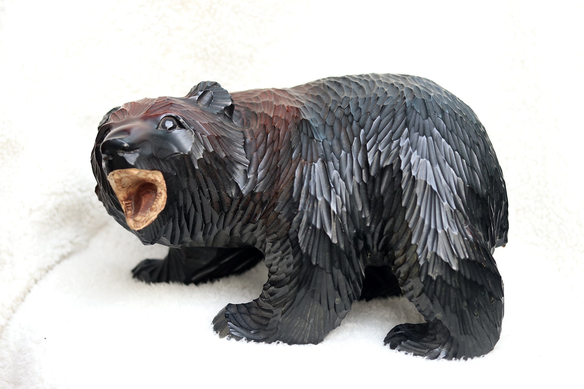 Vintage Ainu Bear Wood Carving Figurine. Folk Art of Vintage Ainu Bear Wood Carving Figurine. Folk Art of
