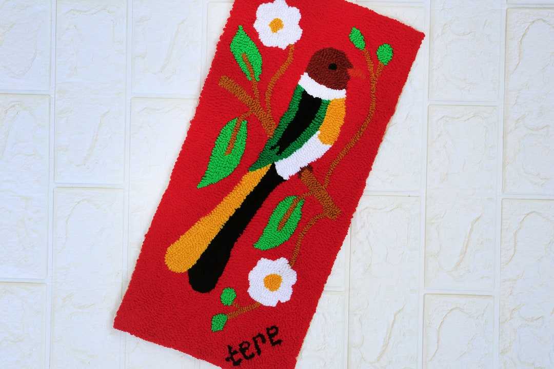 Venezuela Vintage Teresa Gonzalez Tere Hooked Rug Colorful Bird Motif ...