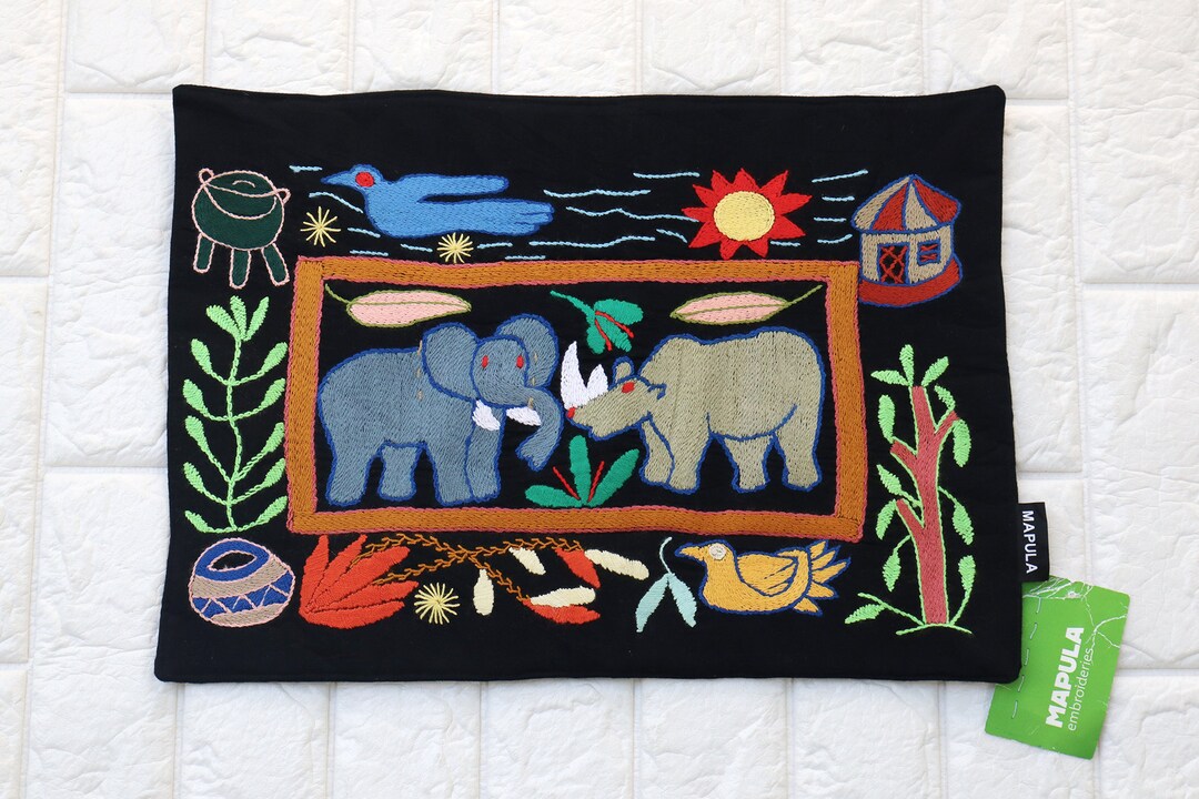 Vintage South Africa Mapula Embroidery Placemat African Scenery Pattern ...