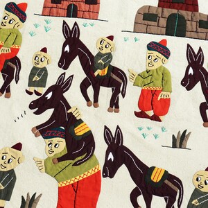 Vintage Khayamiya Egyptian Appliqué "story of Goha and His Donkey" Wall ...