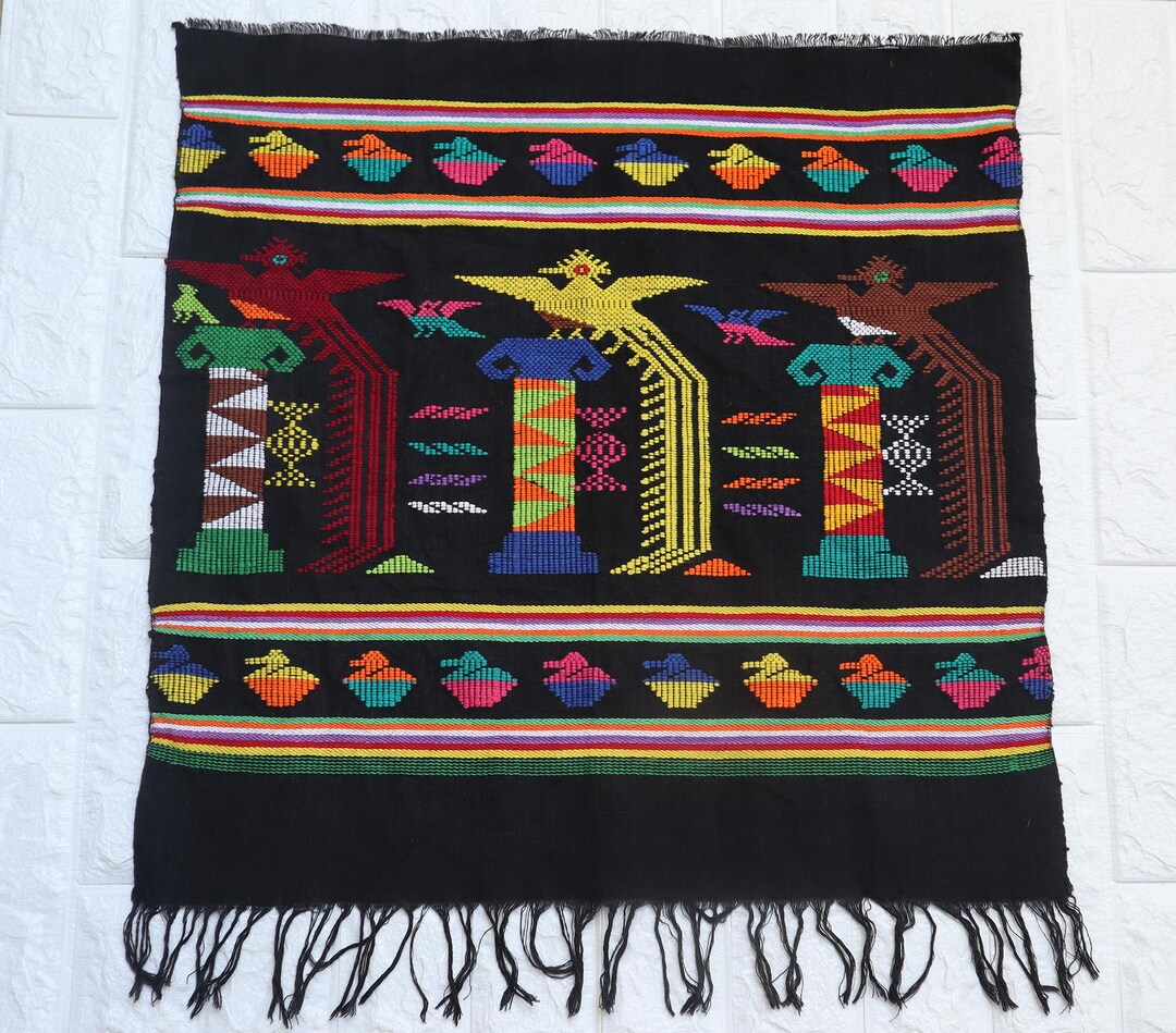 Vintage Guatemala Wall Hanging Quetzal Bird Motif Embroidery Hand Woven ...