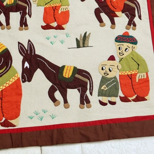 Vintage Khayamiya Egyptian Appliqué "story of Goha and His Donkey" Wall ...