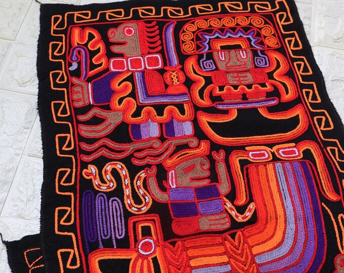Peruvian Inca Gods Vintage Embroidery Folk Art Wall Hanging Uros ...